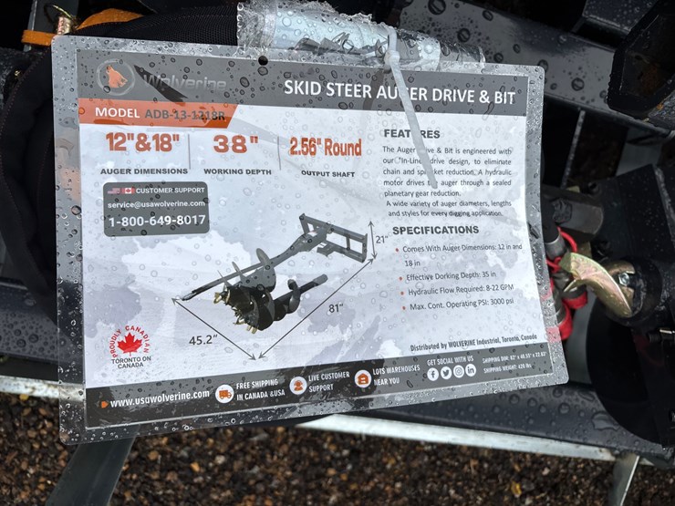#48 • Wolverine Skid Steer Auger Set by Van Massey Auction & Realty ...